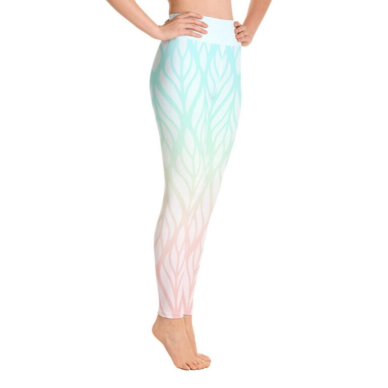 Colorful Boho Feather Pattern High Waist Yoga Pants Leggings