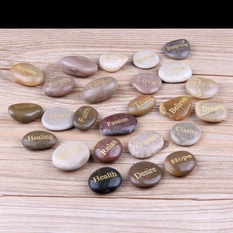 Inspirational River Stones 25 PCS Set Carved Tumbled Chakra Reiki Healing