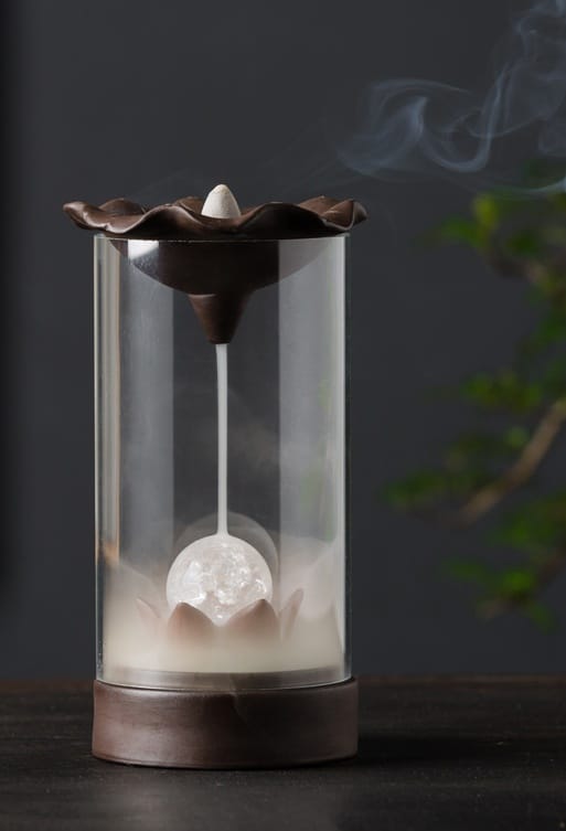 Cool Modern Style Lotus Leaf Crystal Ball Incense Burner - Chakra Galaxy