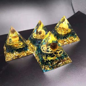 Yellow Sphere Stone Energy Orgone Chakra Pyramid
