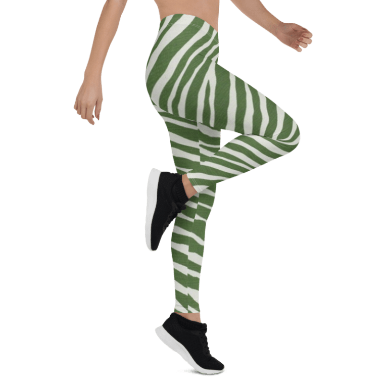 Green Zebra Stripe Print Leggings & Yoga Pants
