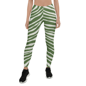 Green Zebra Stripe Print Leggings & Yoga Pants