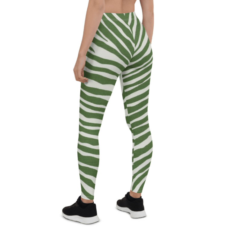 Green Zebra Stripe Print Leggings & Yoga Pants